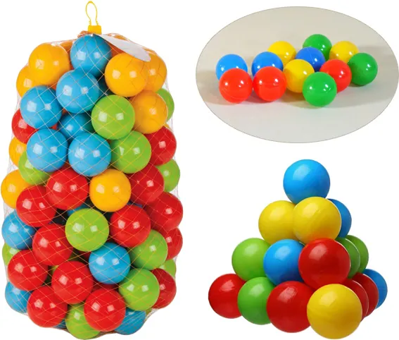 Set 60 Bile Colorate din Plastic, diametru 8cm