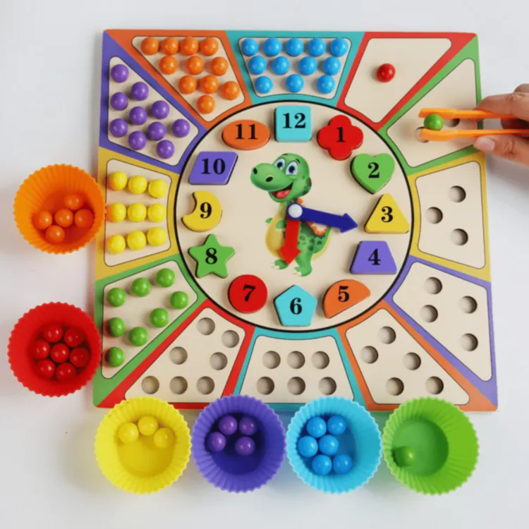Ceas Educațional cu Dinozaur din Lemn | BoB.md – Magazin Online de Jucării